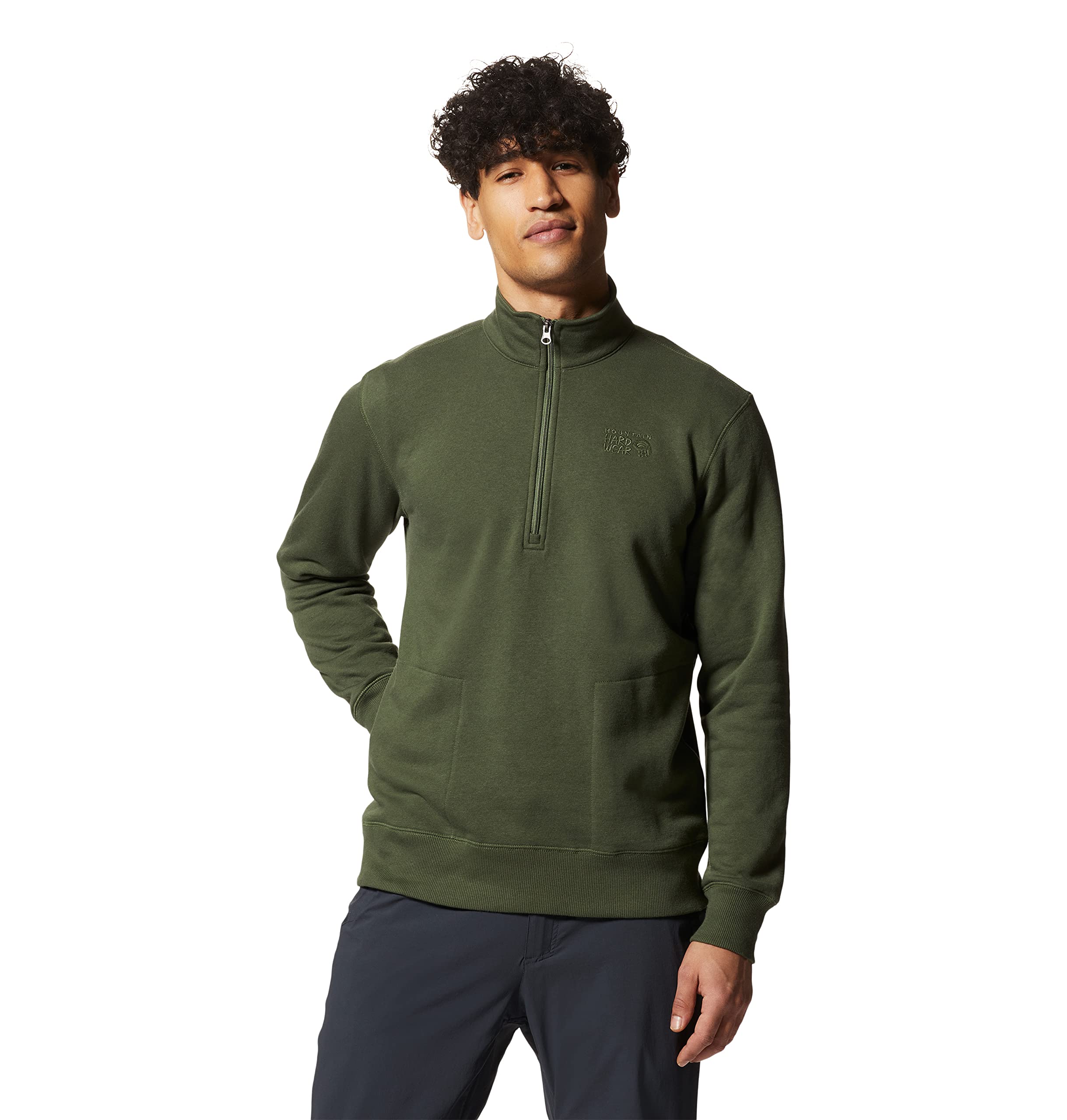 Mountain Hardwear MHW Logo 1/4 Zip, Surplus Green, XL