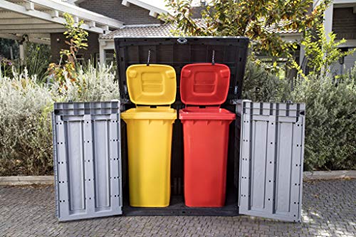 Keter Store-It-Out Ace 4.75 x 2.7 Foot Resin Outdoor Storage Shed with Easy Lift Hinges, Perfect for Trash Cans, Yard Tools, and Pool Toys - Bin Opening Kit Included