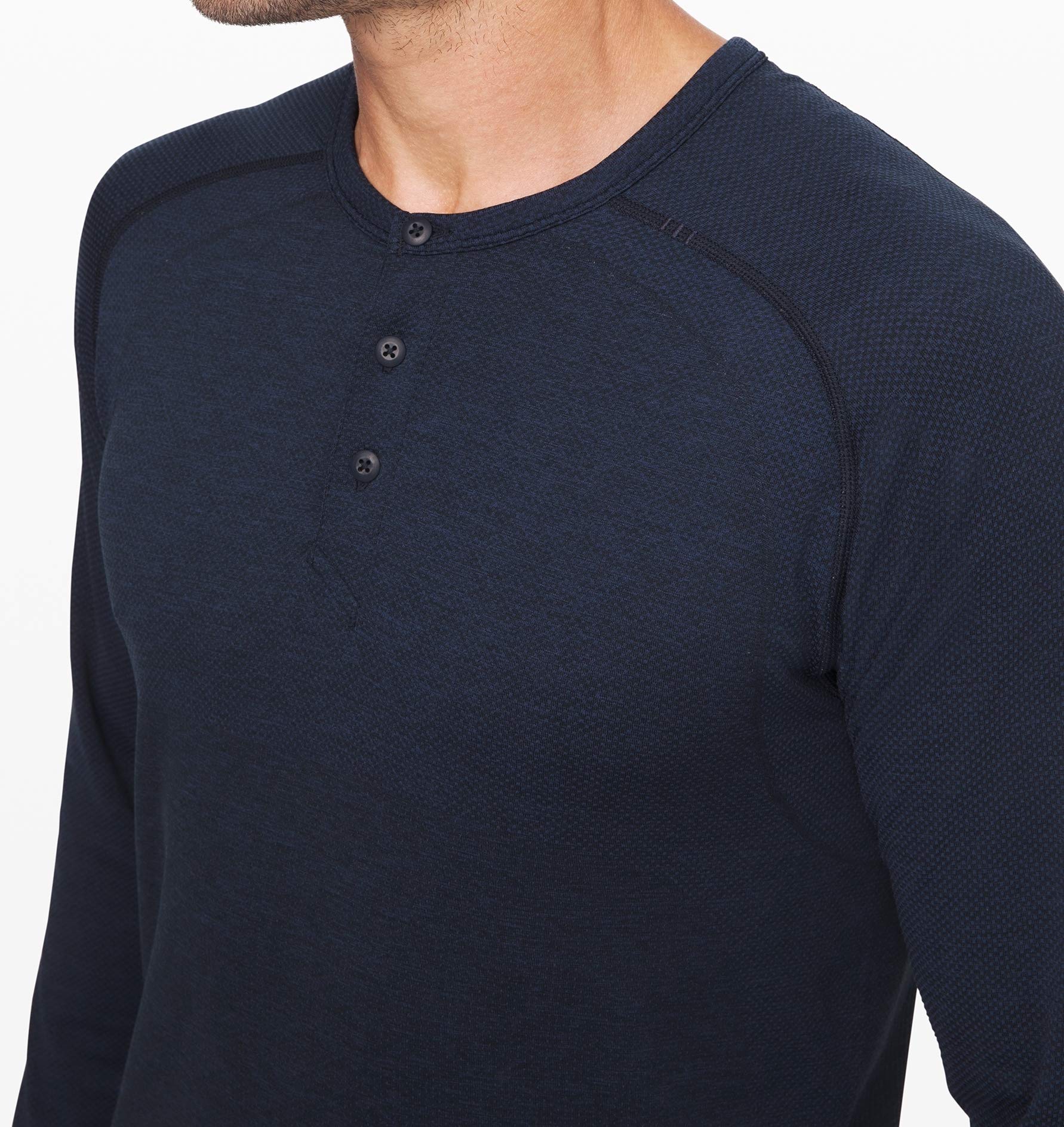 Lululemon Athletica Mens Metal Vent Tech Henley Long Sleeve Shirt (Mineral BlueNautical Navy, XXL)