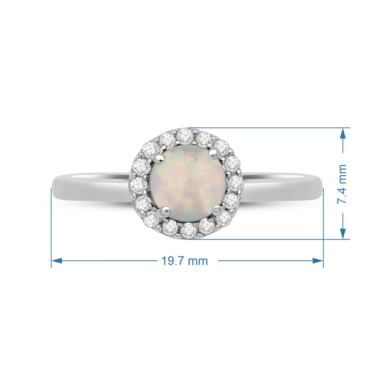 Jewelili Sterling Silver 5 MM Round Citrine with Round Cubic Zirconia Ring, Size 7