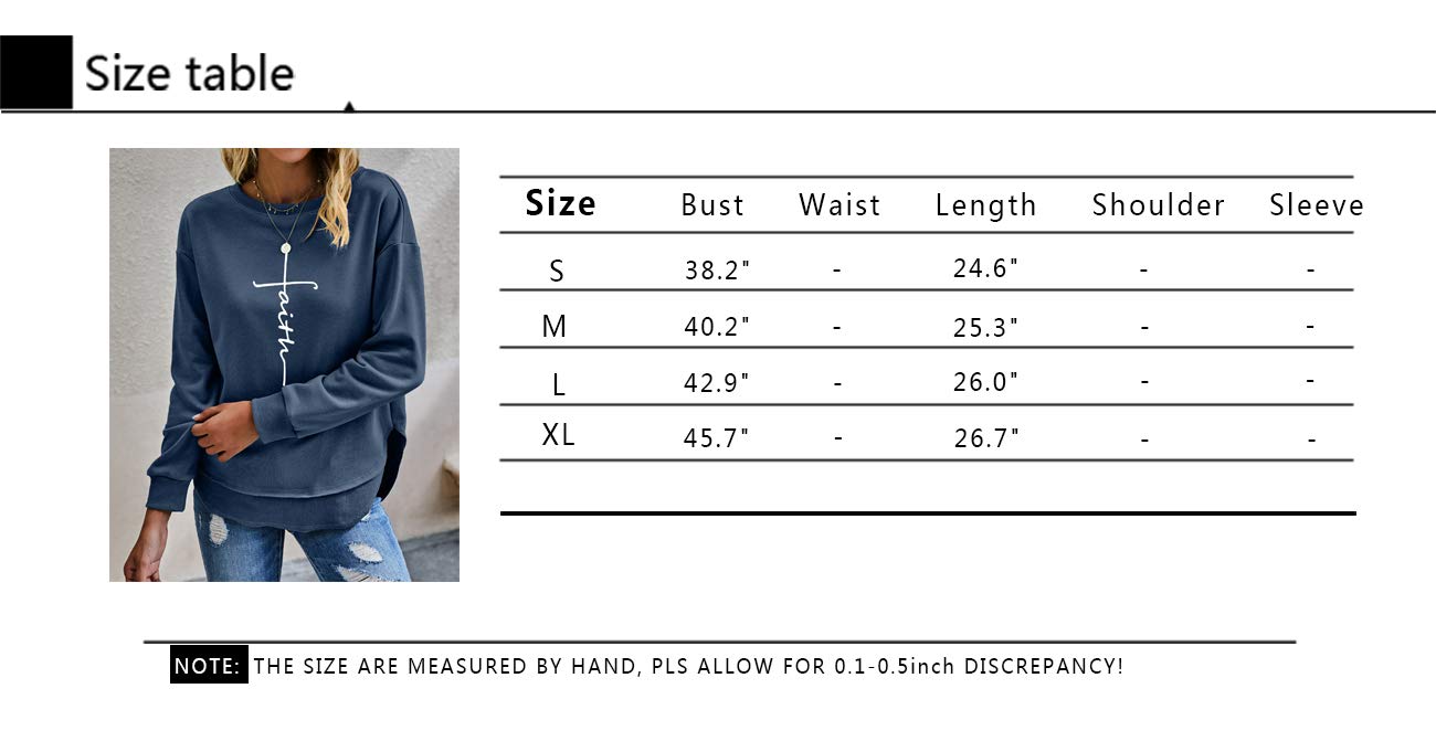 Mansy Womens Cross Letter Printed Crewneck Sweatshirts Casual Funny Graphic Side Split Pullover Shirts Tops (Pink, XX-Large)