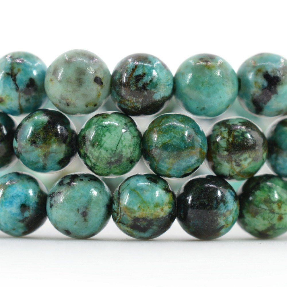 Justinstones Natural African Turquoise Gemstone 6mm Round Beads Stretch Bracelet 6.5 Inch