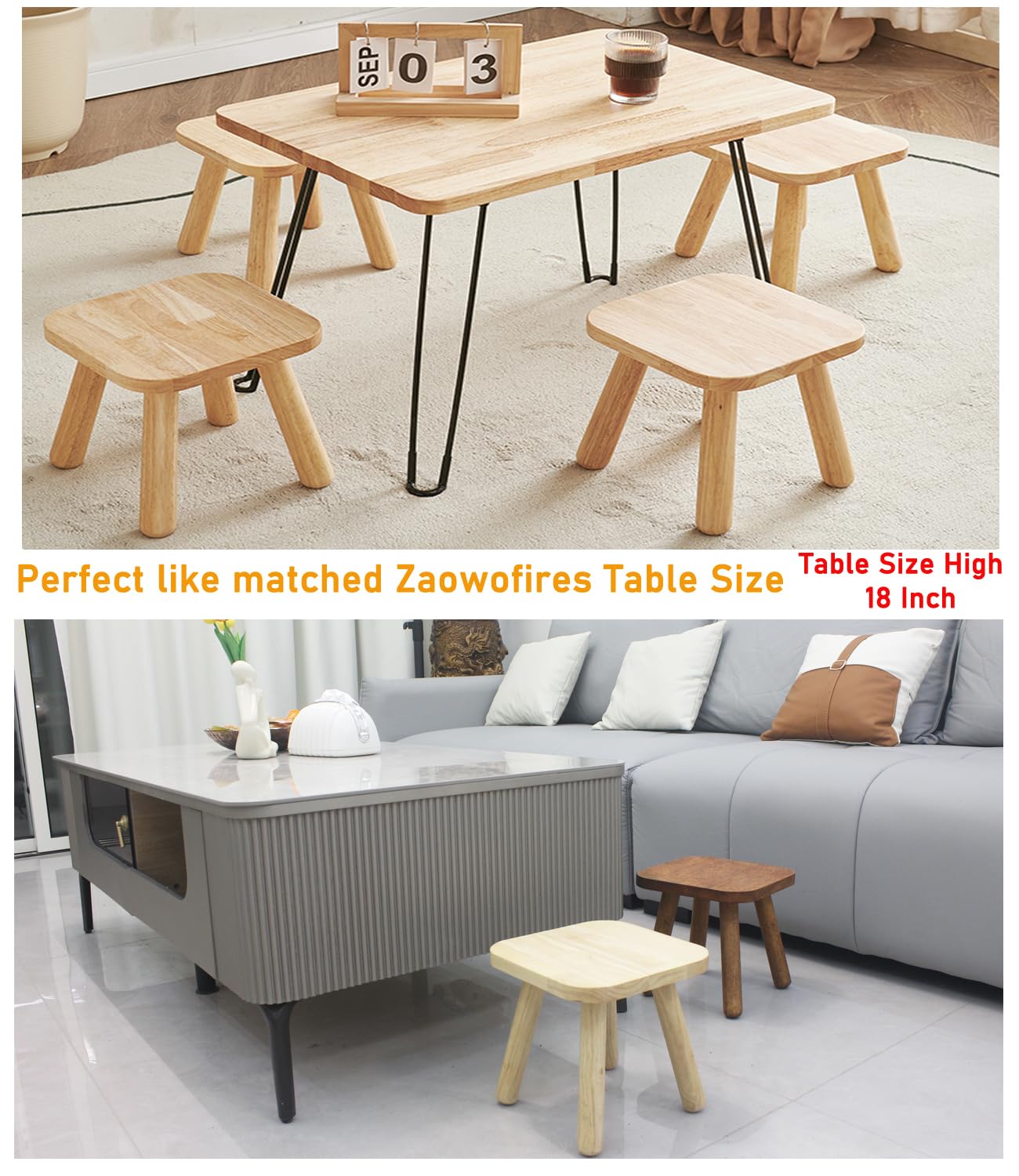 zaowofires Solid Wood Step Stool,Milking Stool, Plant Stand, Round Foot Stool, Removable Portable Stool, Shoe Changing Stool, Small Short Stooll (Walnut)