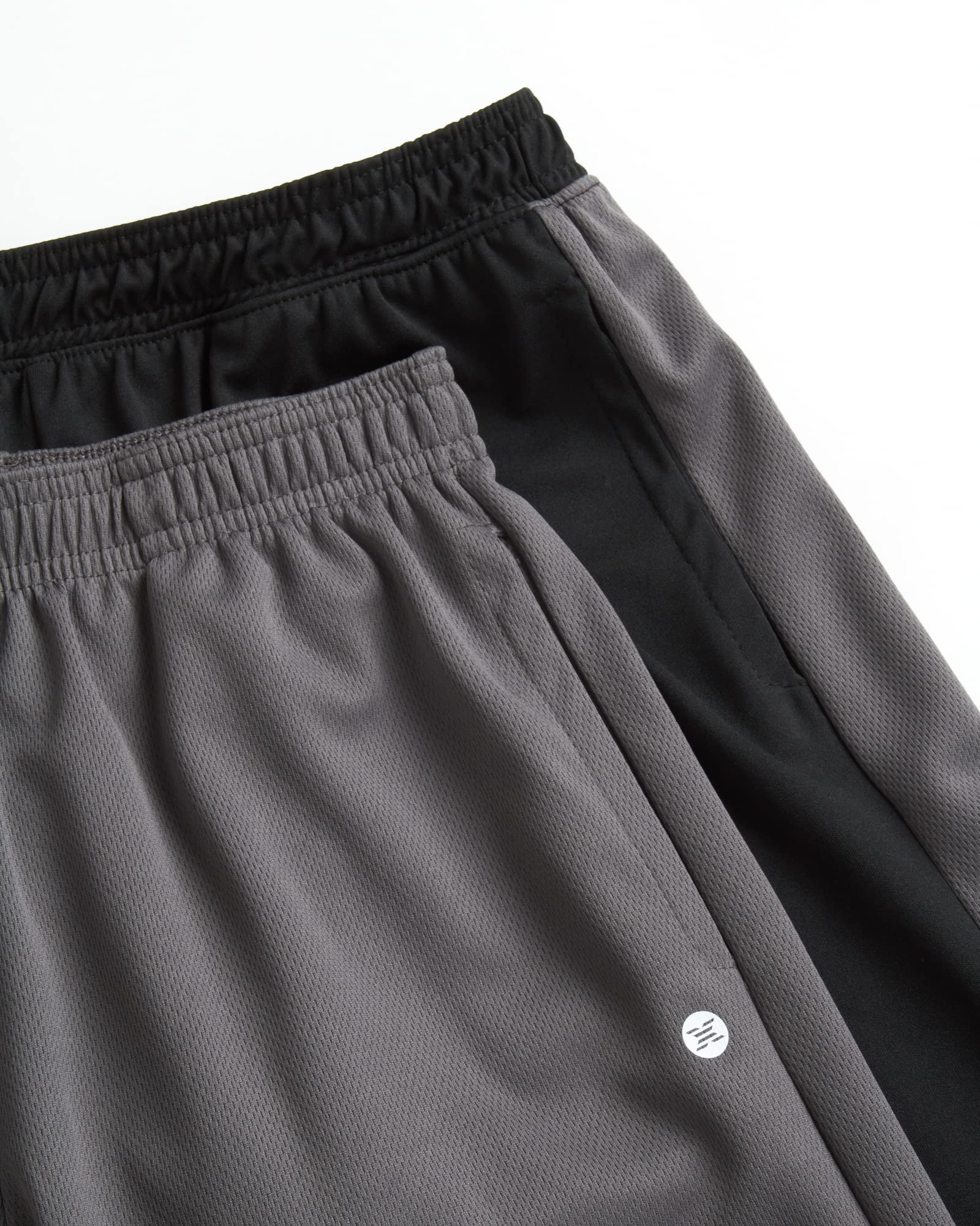 RBX Boys' Athletic Shorts - 2 Pack Breathable Poly Fleece Performance Shorts with Pockets - Active Shorts for Boys, Size 8, Black/Castle Rock