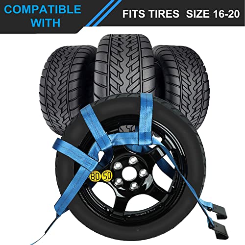 Set of 2 Tow Dolly Straps with Flat Hook,Blue Basket Strap,Fits Most 16-20" Tires Webbing Ratchet Strapsā¦