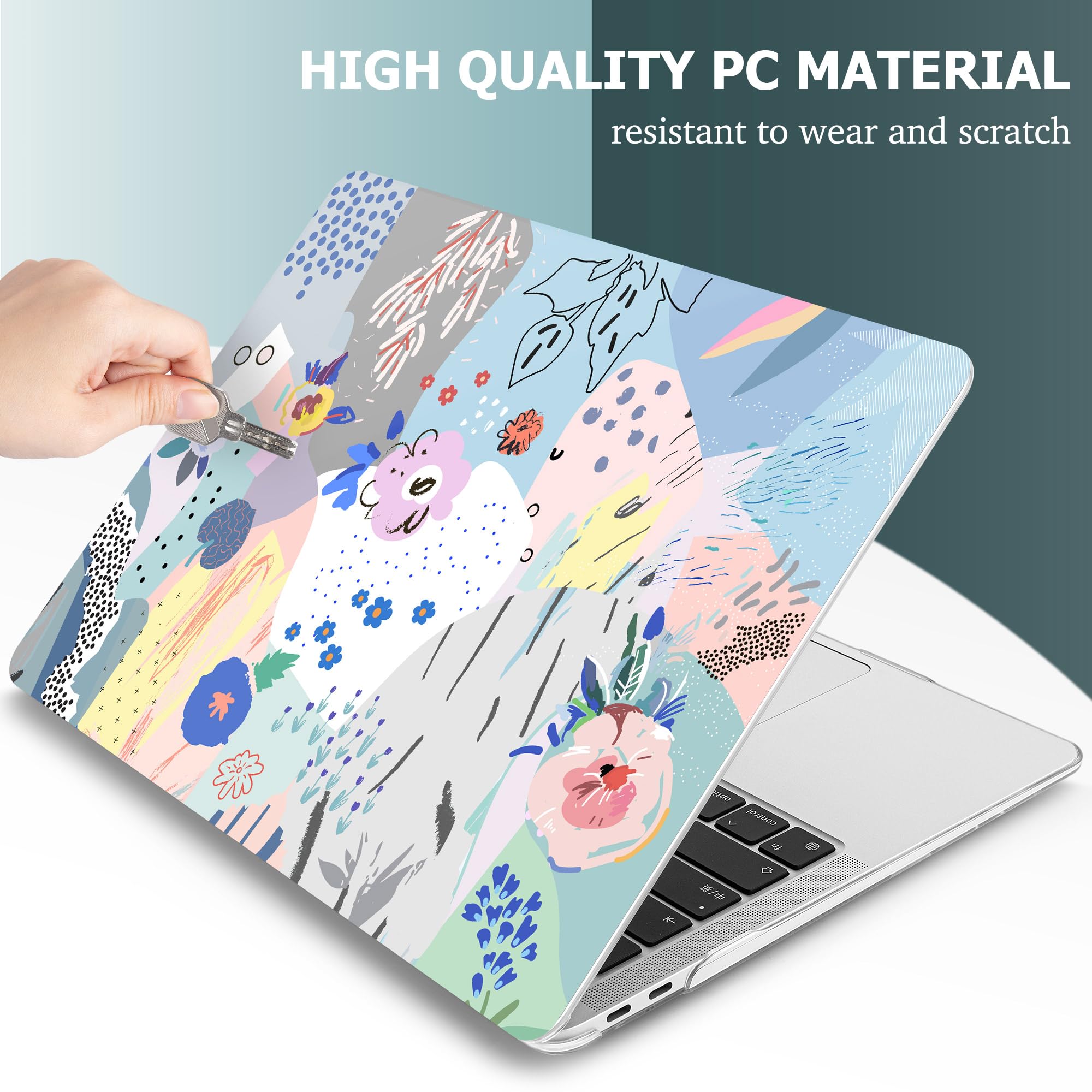 May Chen Compatible with New MacBook Air 13 inch Case 2021, 2020 2019 2018 Release Model: M1 A2337 A2179 A1932, Plastic Hard Shell Case Cover for Mabook Air 13 with Retina Dispaly, Artistic Floral