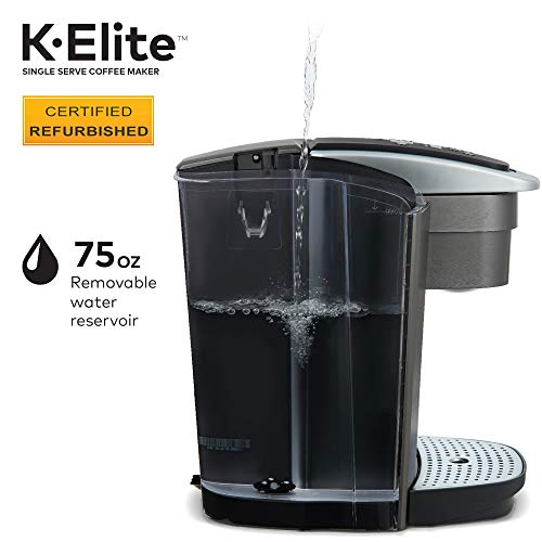 Keurig K-Elite Coffee Maker, Single Serve K-Cup Pod Coffee Brewer, With Iced Coffee Capability, Brushed Slate (Renewed), 12oz Steel Brew Size, Programmable,