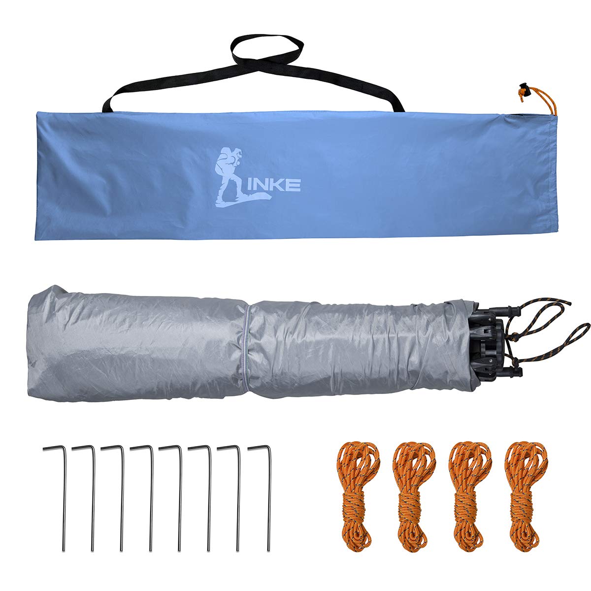 Linke Beach Tent Sun Shelter, 4 Person Easy Setup Camping Sun Shade Canopy with Carry Bag, XL Size (Orange&Blue)