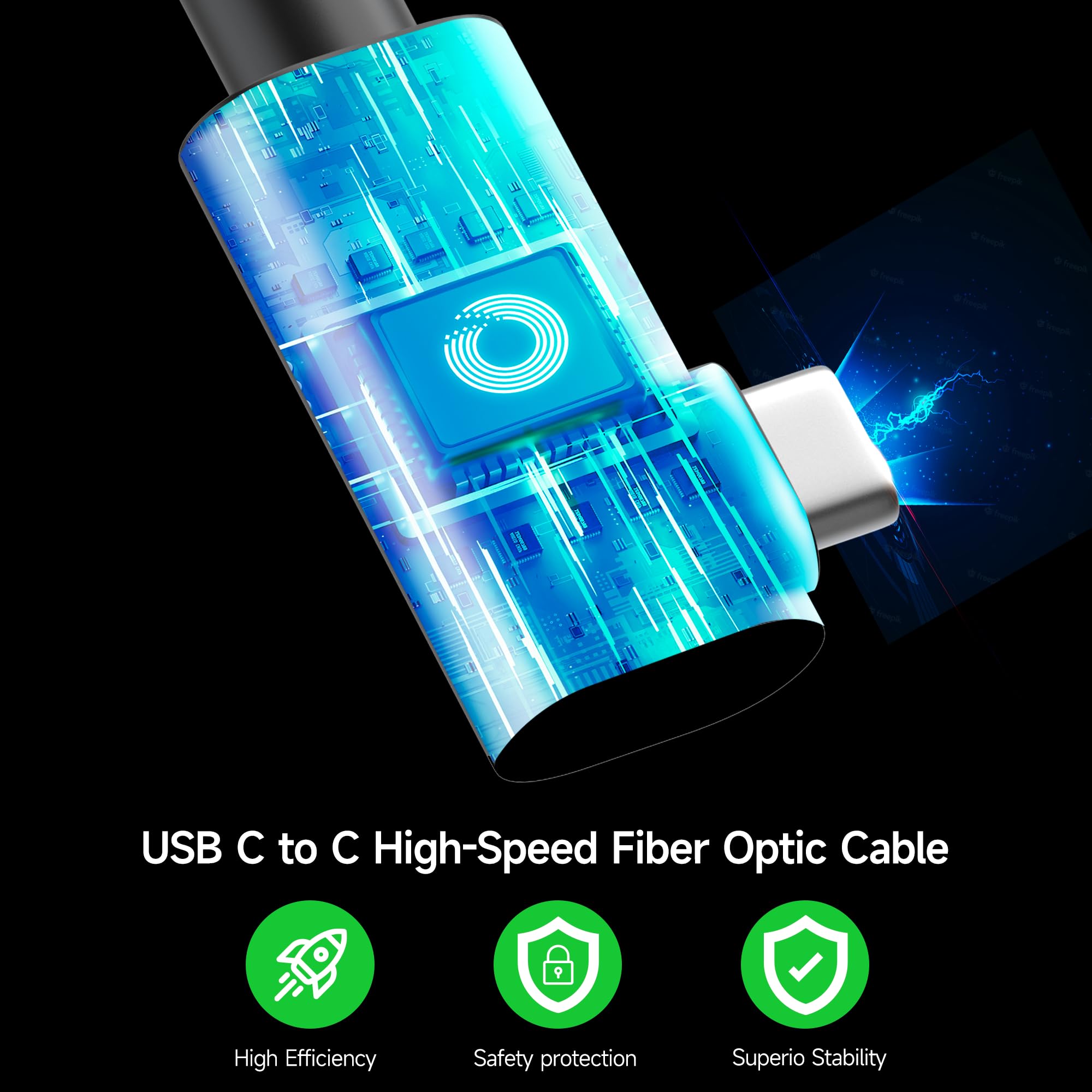 Opcables Fiber Optic Link VR/Charger/Tethered Shooting Cable, USB 3.2 C to C High-Speed Data Transfer and Connection Between Camera and Computer/for Virtual Reality Headsets and Gaming PC (16.4Feet)