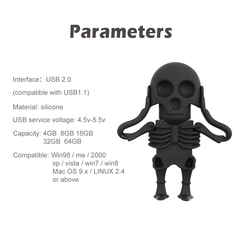 LEIZHAN Cool USB Flash Drive 16GB Skeleton Shape Thumb Drive Computer Memory Stick Data Storgage Gift Pendrive for Teachers, Students, Family and Friends