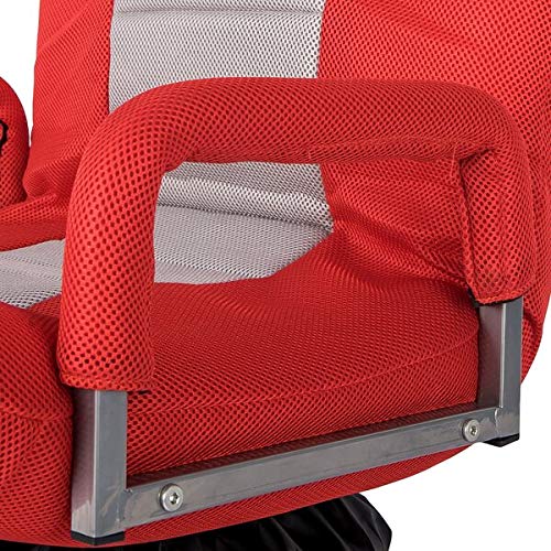 Manual Swivel Adjustable Recliner with Heating, Steel Frame with Linen Fabric (Red/Grey)