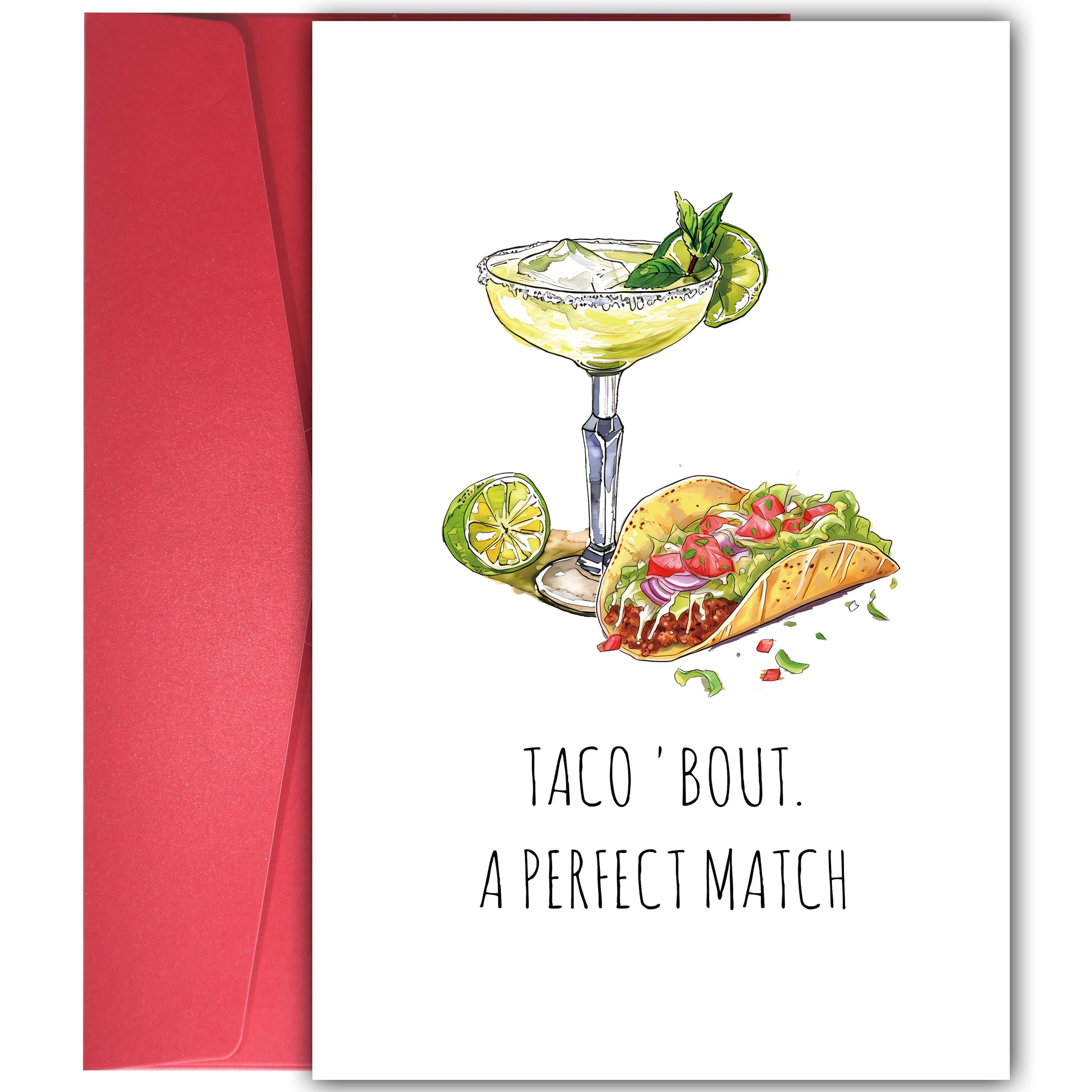 YIWANSIN Funny Wedding Shower Card for Couples Newly Engaged, Humorous Pun Engagement Card for Bride and Groom, Congrats Engagement Card for Friend, Taco 'Bout A Perfect Match