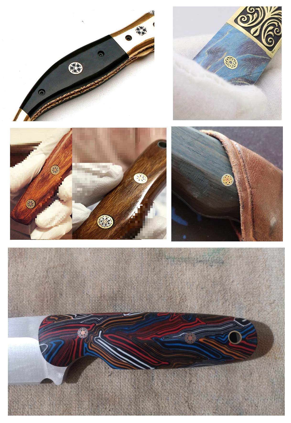 NC HAISDA Mosaic Pins for Knife Handle Custom Knives Blank Scales Grips Blades EDC Pocket Hunting Folding Knives Pivot Pin 9 5cm B 8mm