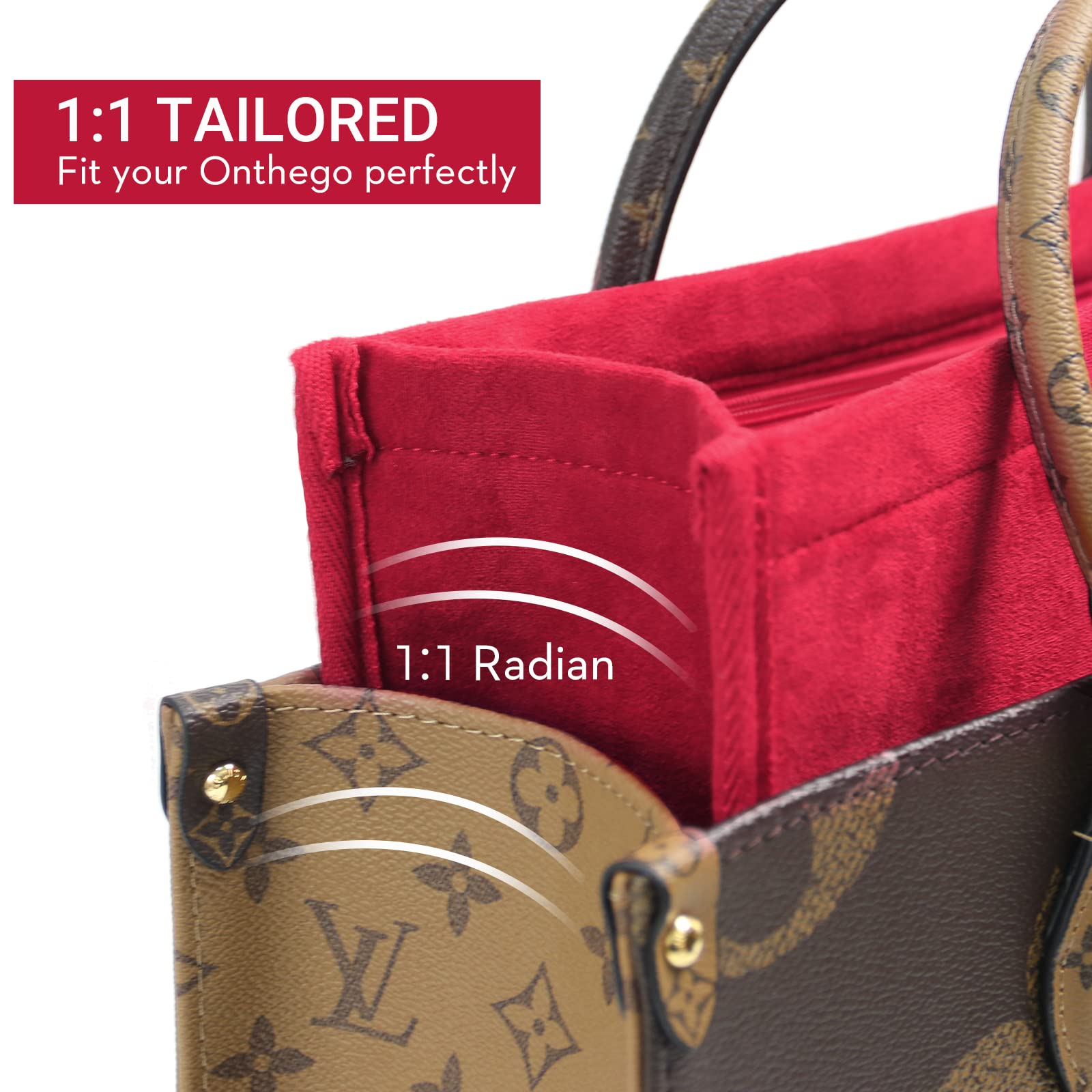 OPPOSHE Suede Velvet Purse Organizer Insert, Bag Organizer for Tote with Key Chain, Purse Insert for Handbags, Compatible with ONTHEGO MM & Birkin 30