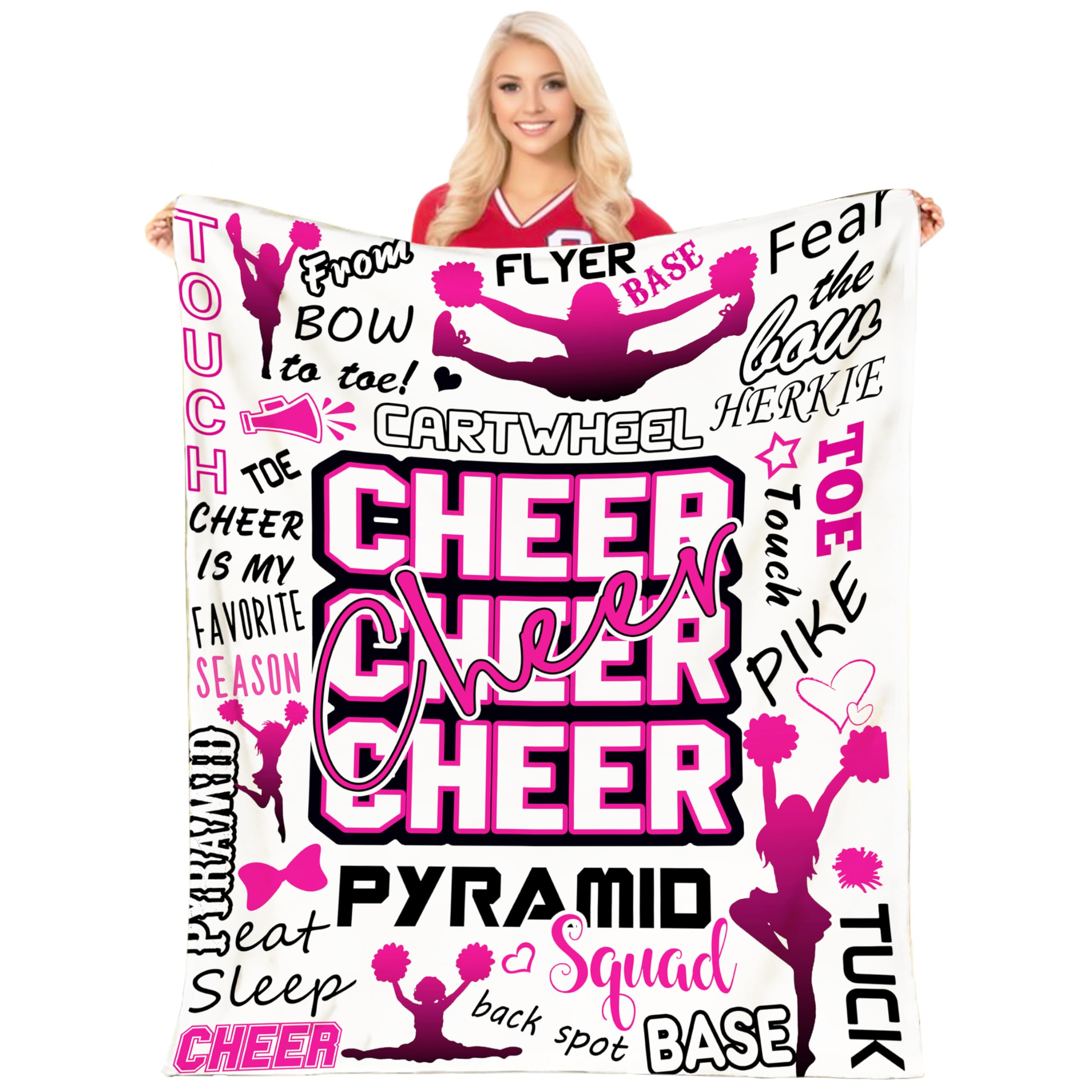 Yiyeqiu Cheer Blanket Cheerleader Blanket for Girls 50"x60" Cheerleader Gifts Throw Blanket Cheer Gifts for Cheerleaders Cheerleading Blanket for Teens Cheerleading Gifts for Kids Sofa Couch