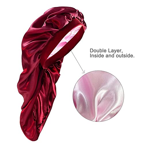 ZCGDP Double Layer Silky Bonnet Cap Wide Elastic Band Satin Nightcap (Color : D, Size : 1)