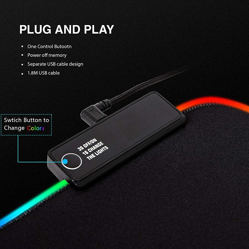 Mouse Pads Monster Hunter Game RGB Gaming Mouse Mat Large LED Colorful Luminous Anti-Slip Rubber Base Computer Pc Keyboard Carpet 31.5 inch X 11.8 inch X0.16 inch