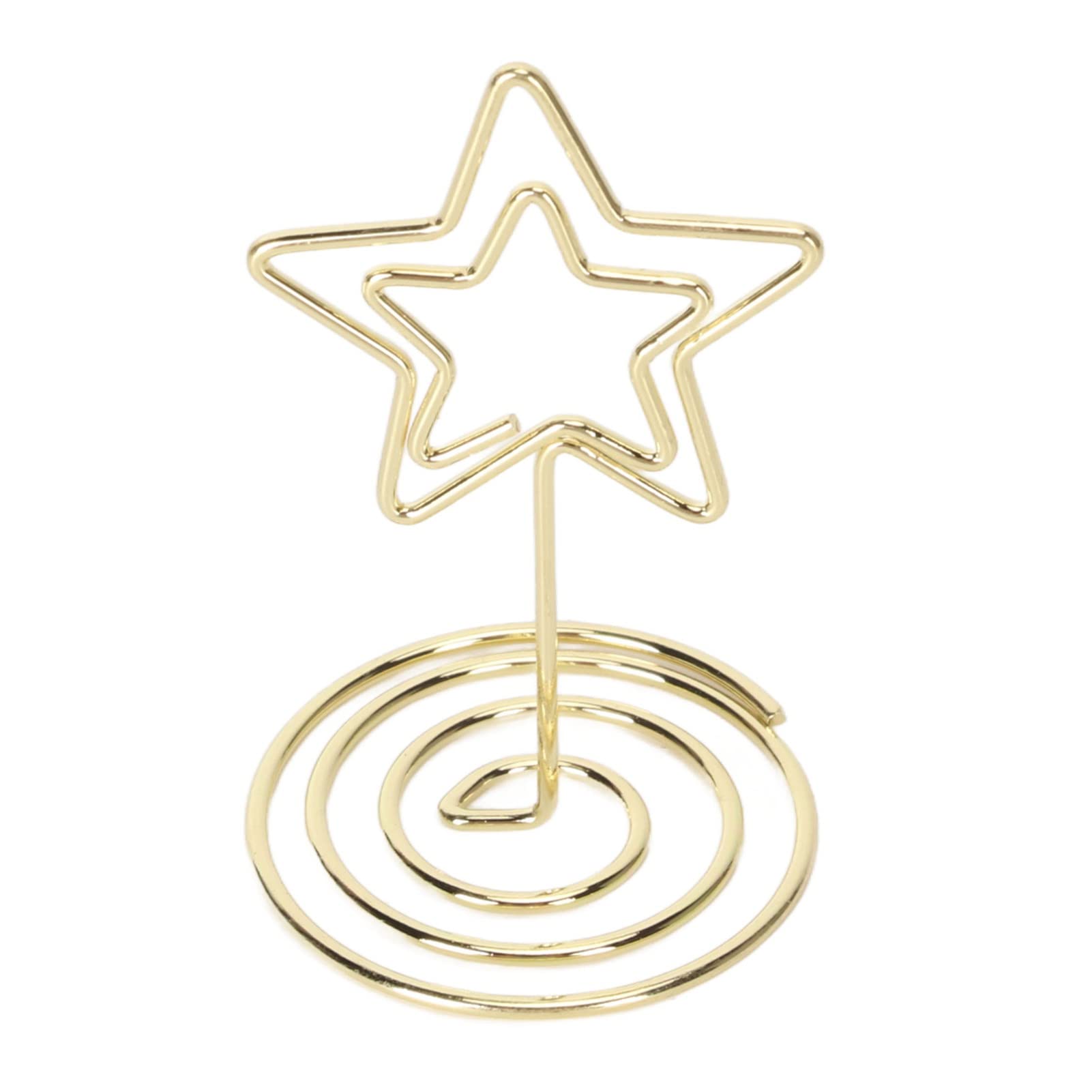 YJBOSS Small 5 Pointed Star Shape Gold Finish 20PCS Photo Picture Holders Table Sign Stand