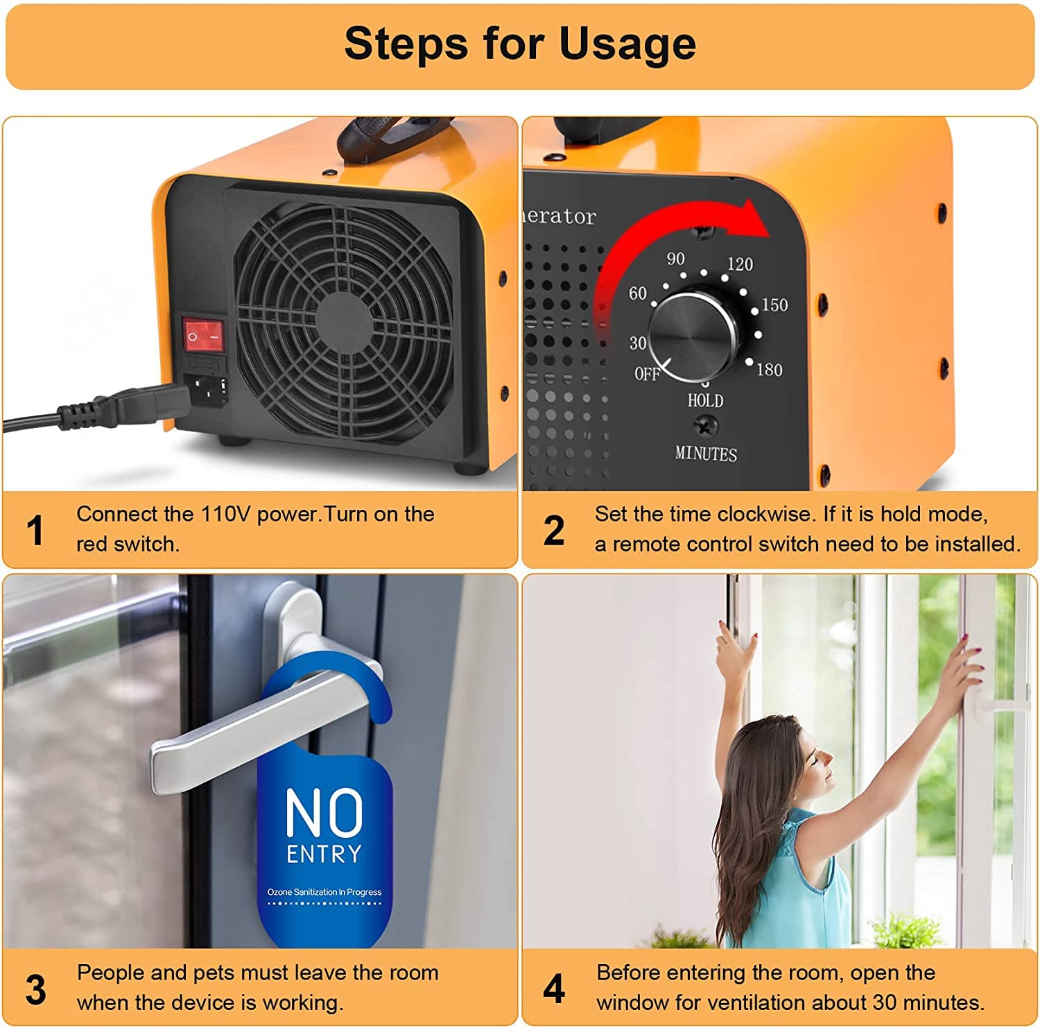PNKKODW Ozone Generator 24000mg/h Ozone Machines for Home & Commercial Use Car Basement Offices Smoke Pet Room