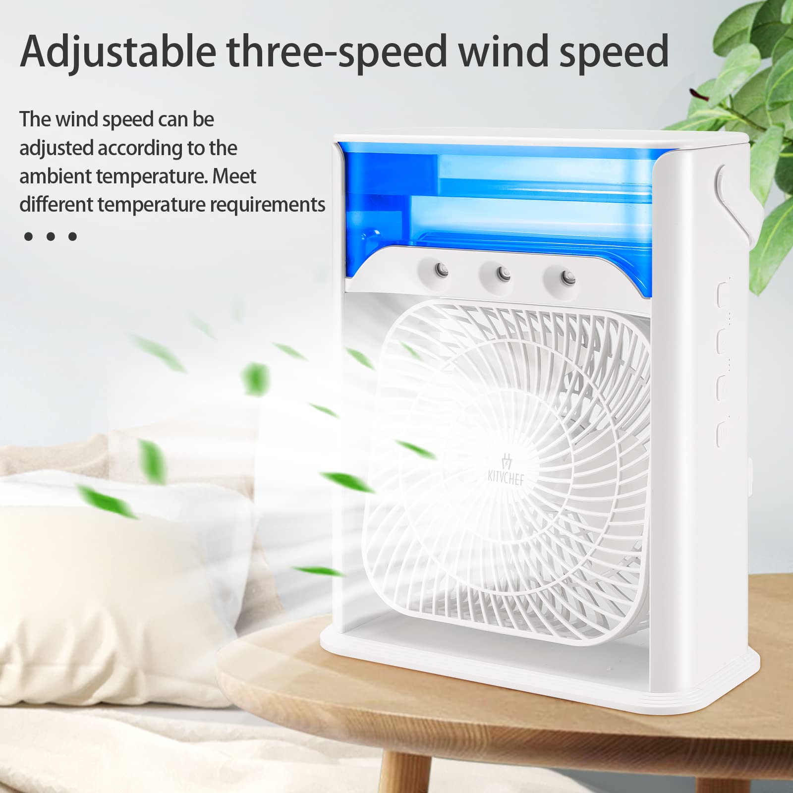 Portable Air Conditioner,Personal Air Conditioner,cooling fan with 7 Color LED Light, Humidifier Misting Fan, 3 Speeds Strong Wind, 3 Spray Modes, 60° Adjustment,AC Fan for Room,Office,Dorm,Outdoor