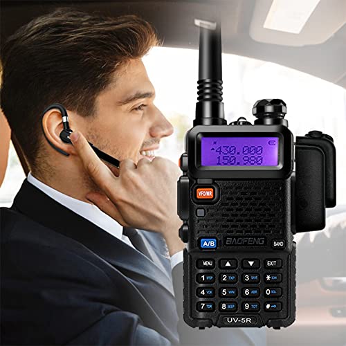 LSENG Walkie Talkie Bluetooth Headset Earpiece with 2 Pin Wireless Dongle and PTT Button Compatible with BaoFeng Kenwood Btech Two Way Radios