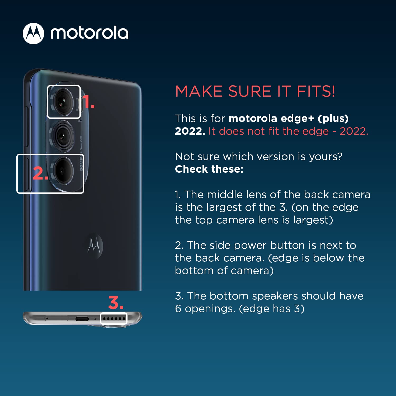 Motorola Edge+ (2022) Protective Case- Black Precision fit, Stylish Shock Absorbing Phone Cases [NOT for Edge+ 2020/Edge+ 2023, Edge 2021/Edge 5G UW 2021, & Edge 2022]