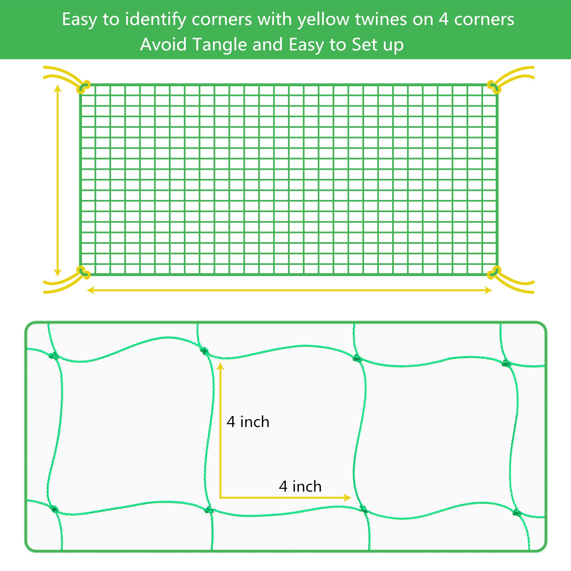 Plant Trellis Netting for Climbing Plants Outdoor Heavy Duty Plastic Garden Trellis Netting 27 Strands Plant Climbing Net Strong Support for Clematis, Cucumber,Tomatoes and Vine Plants (5.9x5.9FT)