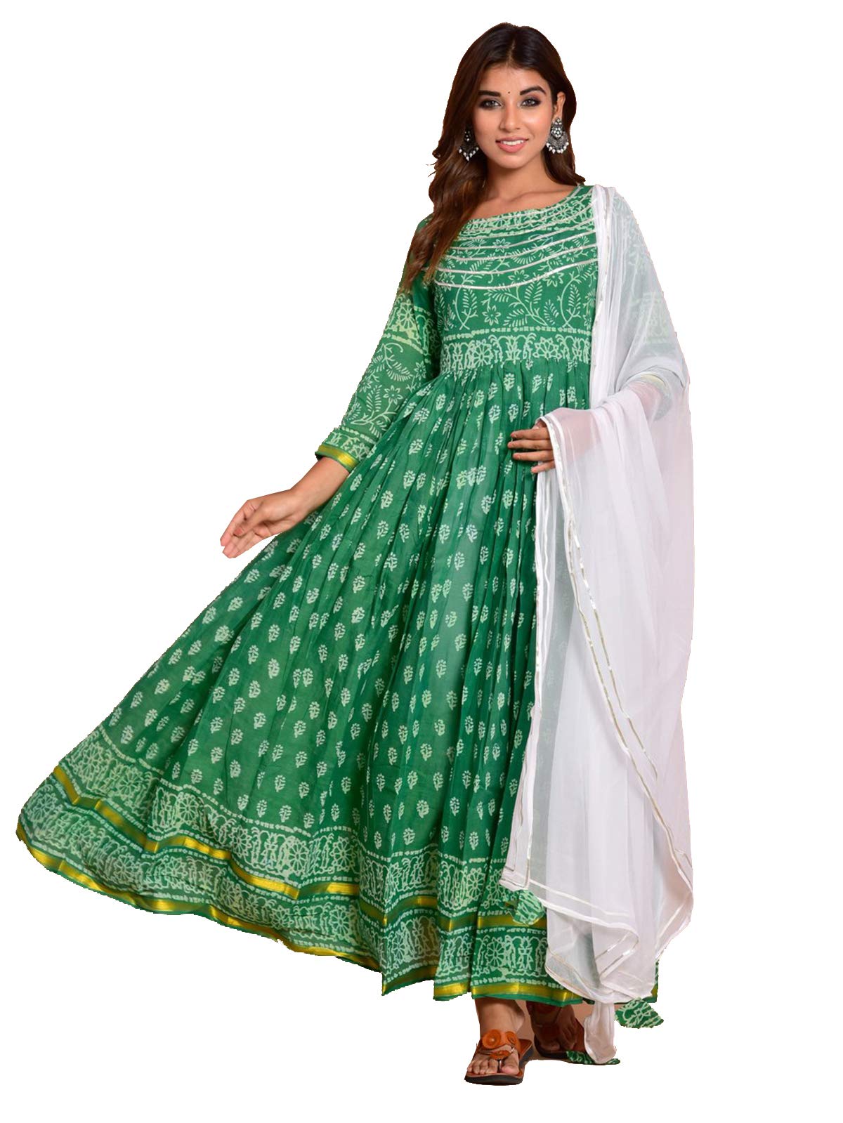 Indian Kurti for Womens With Dupatta | Rayon Printed Kurta Kurtis Dress For Women Tops Tunic Green