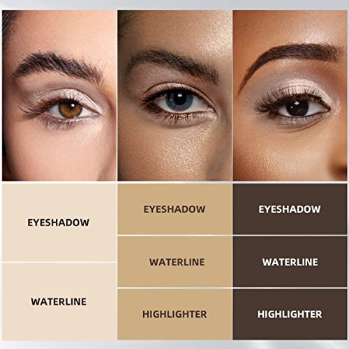 LUXAZA Eye Shadow Stick, Cream Single Makeup with Blending Brush, Eye Brightener / Highlighter Stick, Eyeliner, Smooth Metallic #19 Champagne-silk Pearl