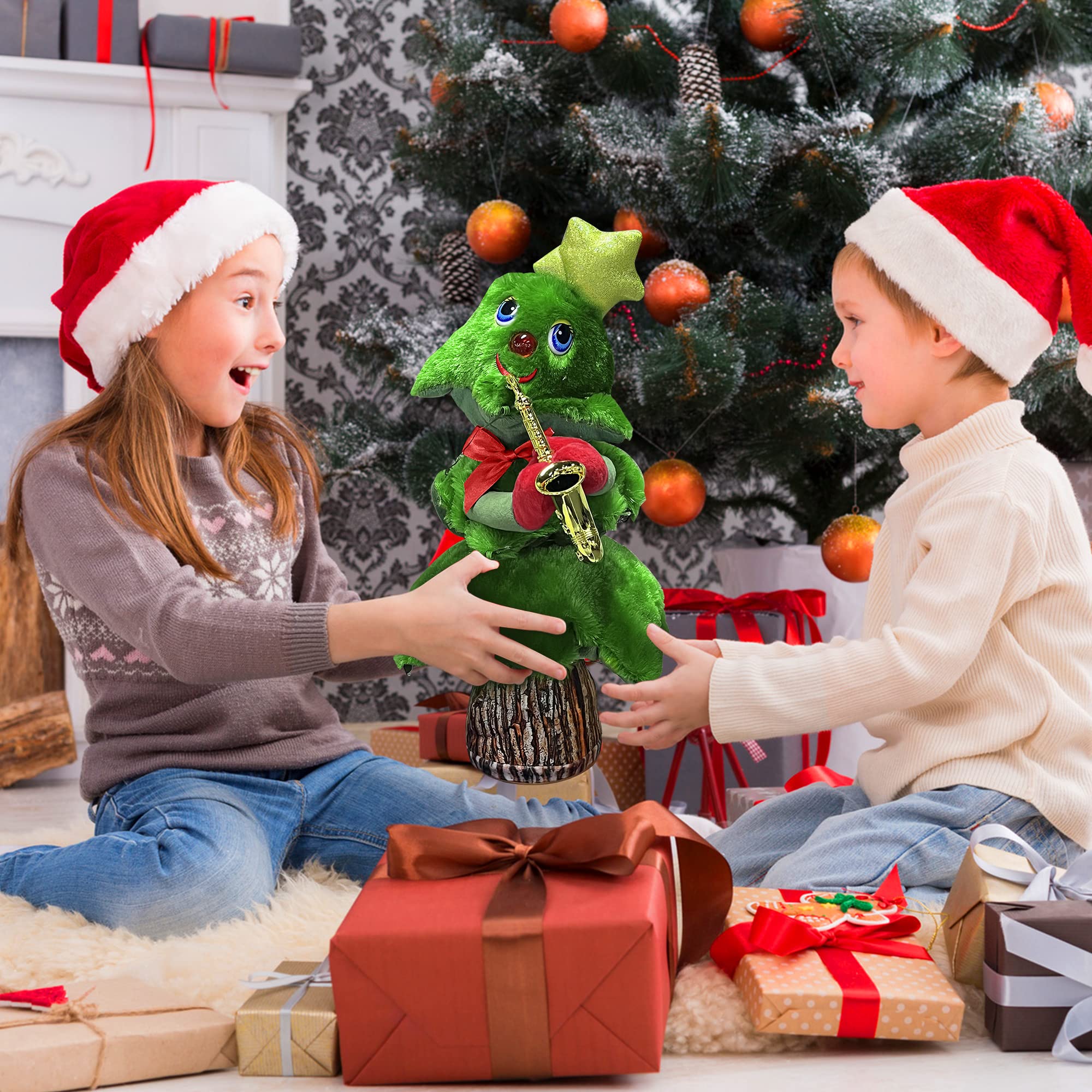 Singing Christmas Tree, Dancing Christmas Tree Play The Saxophone and Sing 8 Christmas Songs, Christmas Dancing Toy Gift for Kids & Decoration Parties