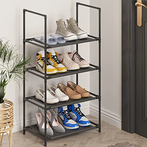 Z&L HOUSE 4 Tier Shoe Organizer, Sturdy Metal Small Shoe Rack Stand That Can Store 8-10 Pairs of Shoes, Stackable Shoe Storage Shelf for Closet Entryway to Increase The Use of Space