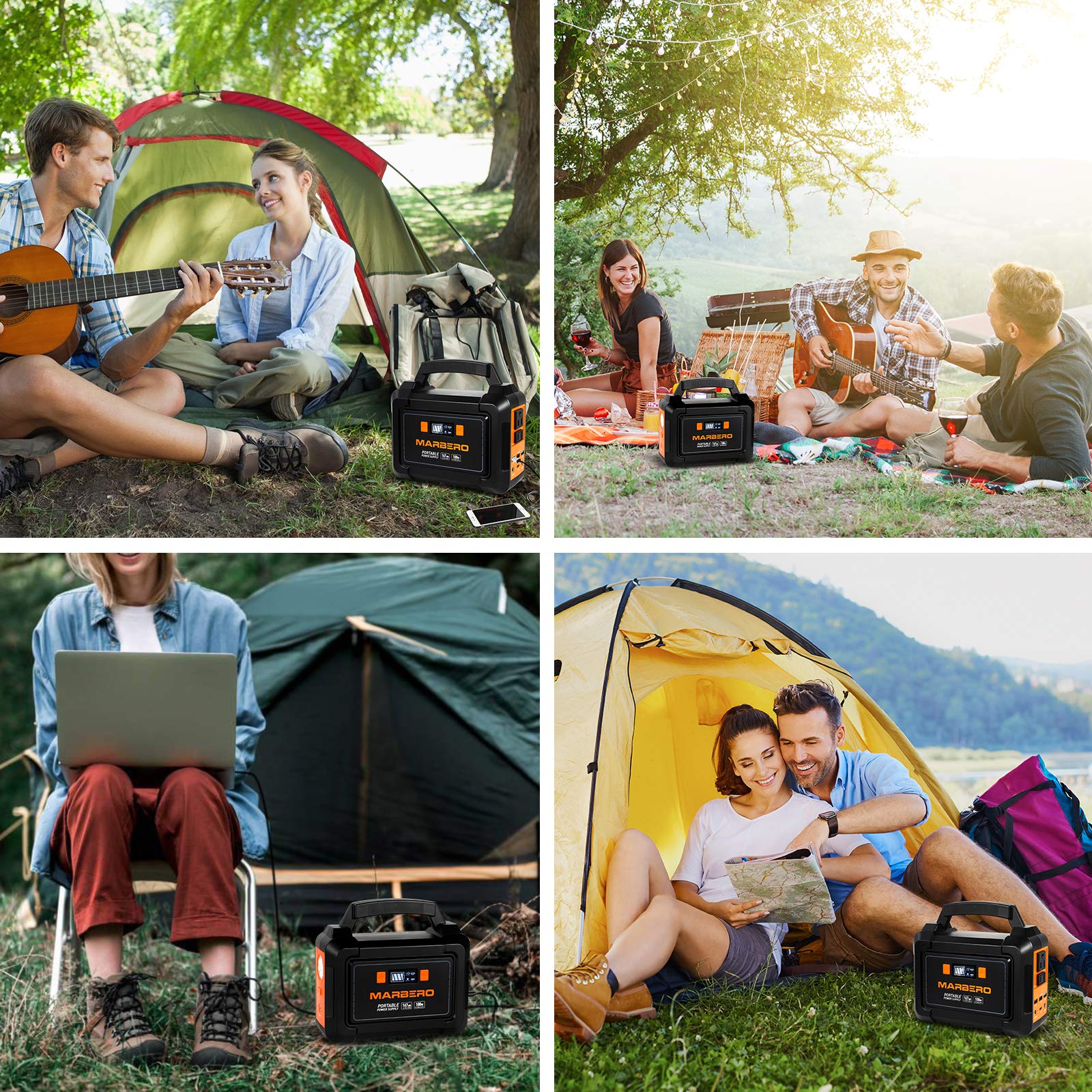 MARBERO Solar Generator Set with 100W Portable Power Station and 60W Folding Solar Panel for Camping Hiking Fishing Outdoor Living Streaming