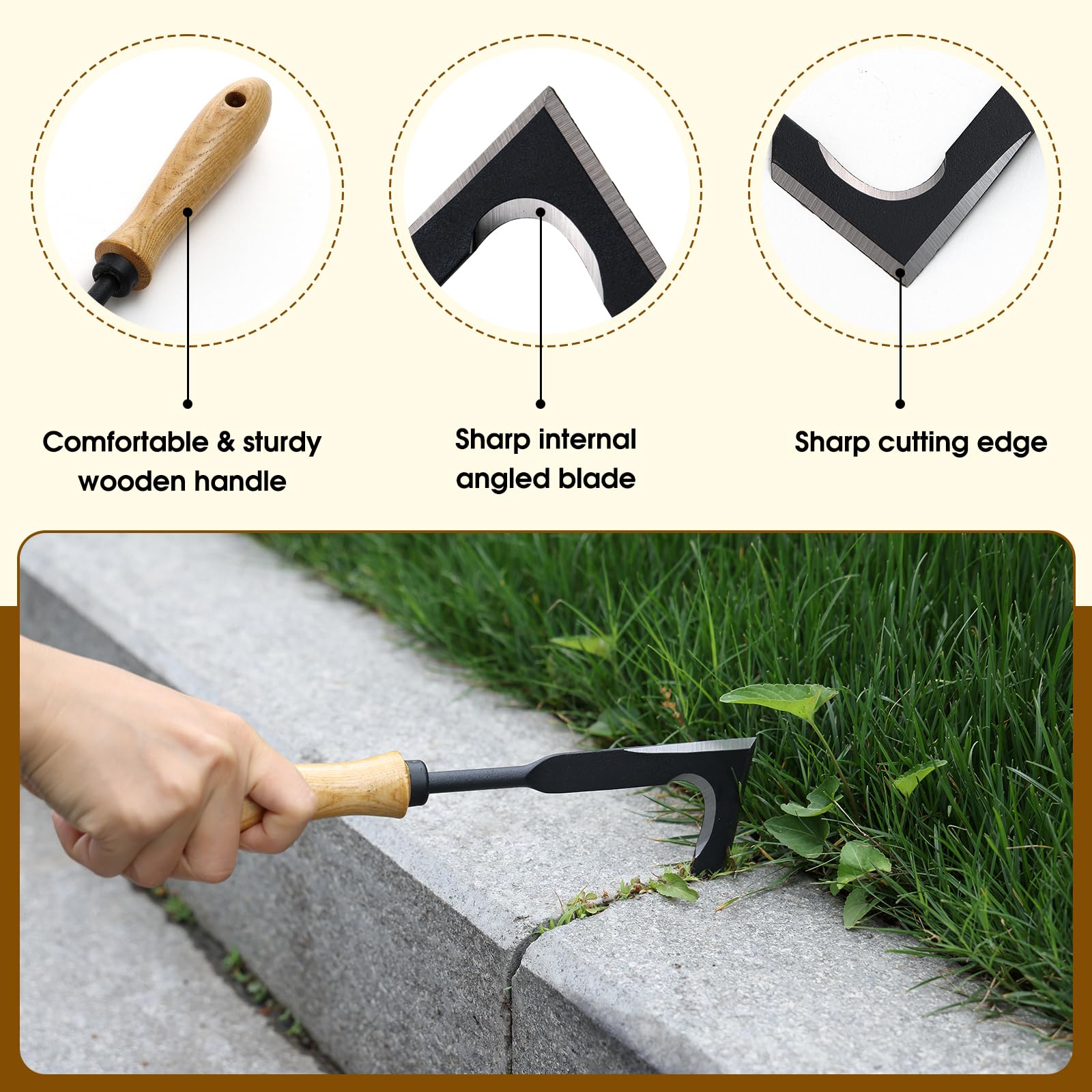 Lcokeiy Crack Weeder,Crevice Weeding Tool,Manual Garden Weeder Tool with 29β Adjustable Long Handle