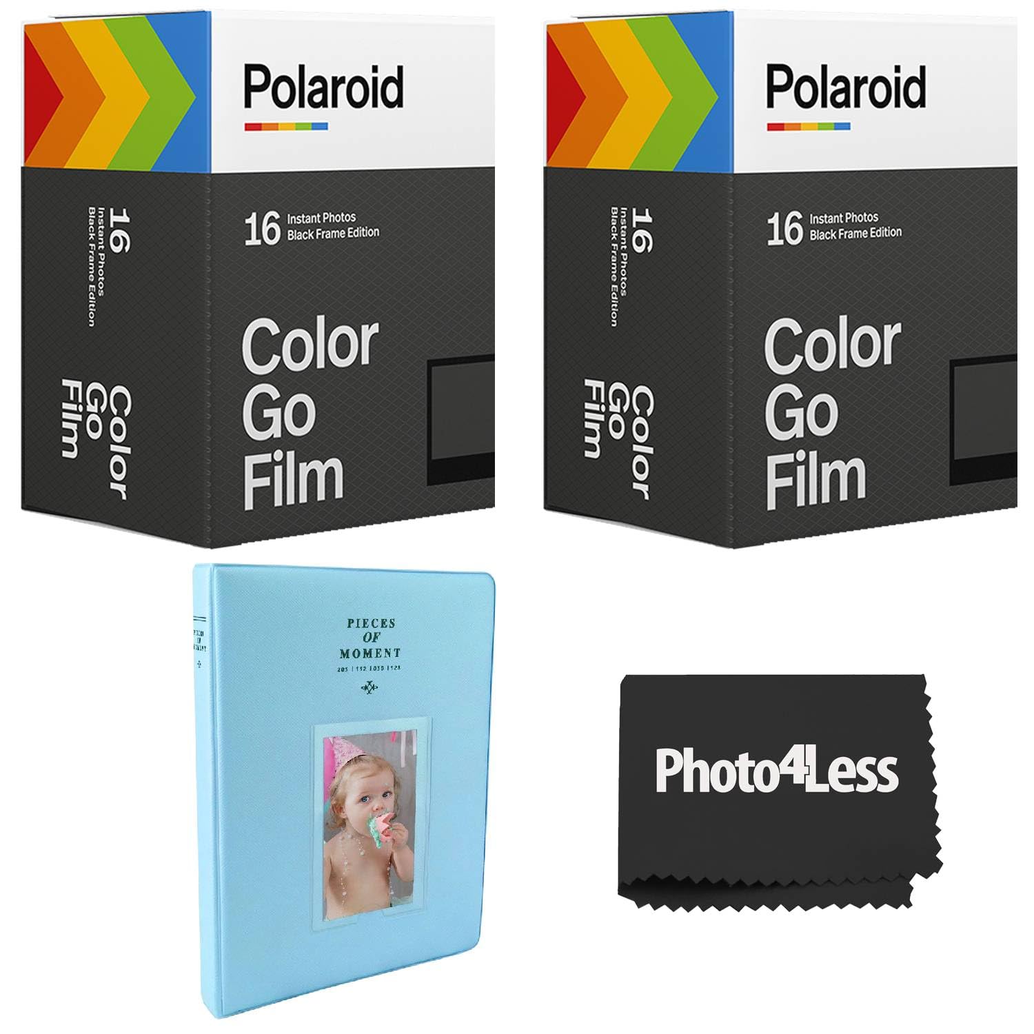 Polaroid GO Color Film - Double Pack X2 - Black Frame (32 Exposures) + Photo Album (Holds 64 Photos)