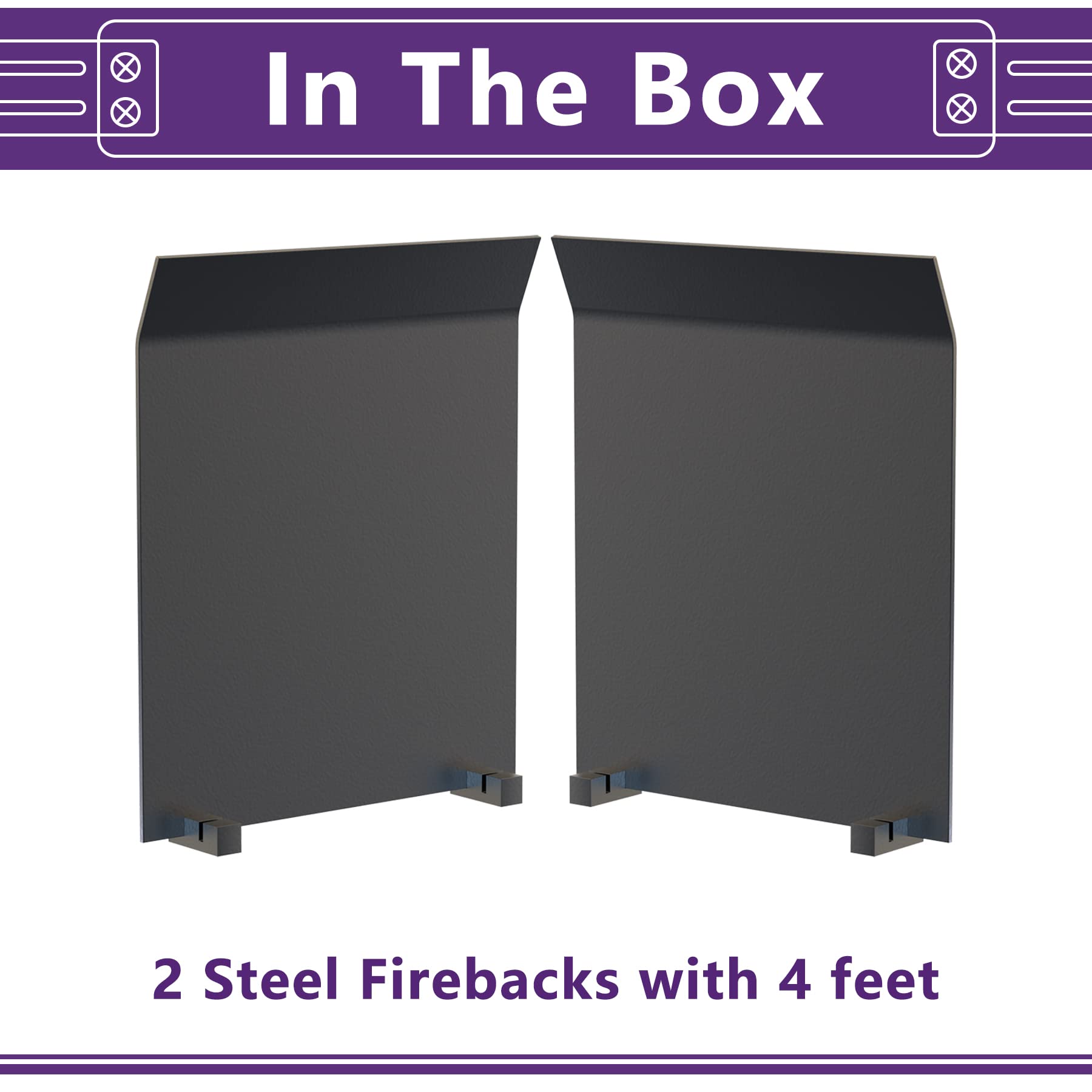 Mxclimate Adjustable Fireback with Support Legs, Heavy Duty Fireplace Wall Protector and Heat and Radiant Reflector, Flexible Reflecting Angle, Fits Firebox Width from 13" to 26", 2 Pack, Black