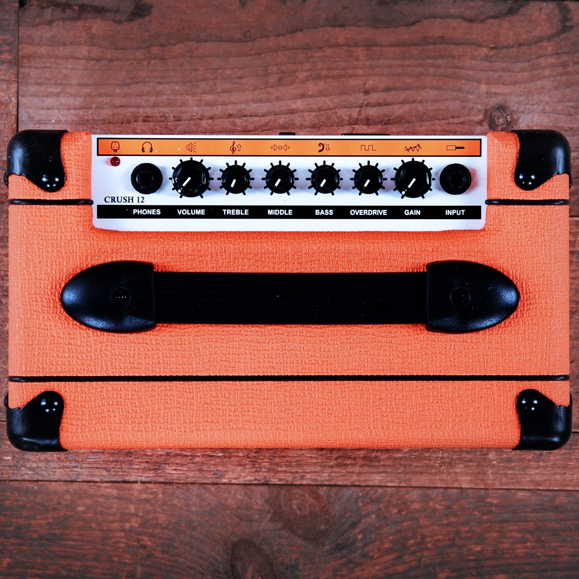 Orange Amplifiers Crush12 12W 1x6 Guitar Combo Amp (Orange) Bundle with Blucoil Wireless Mic System, and Samson R21S Dynamic Microphone