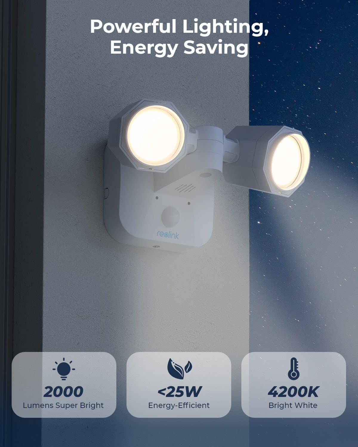 REOLINK Outdoor Security Floodlight for PoE Camera System, 2000 Lumen Brightness, Built-in PIR Sensor, Directly Link with Reolink Cameras by Reolink NVR, Power Source Not Included, Floodlight PoE