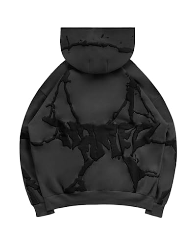 XSHYE Y2k Zip Up Hoodie for Women Men Graphic Vintage Oversized Sweatshirts Aesthetic Pullover Streetwear Jackets(Ad Black,Small)