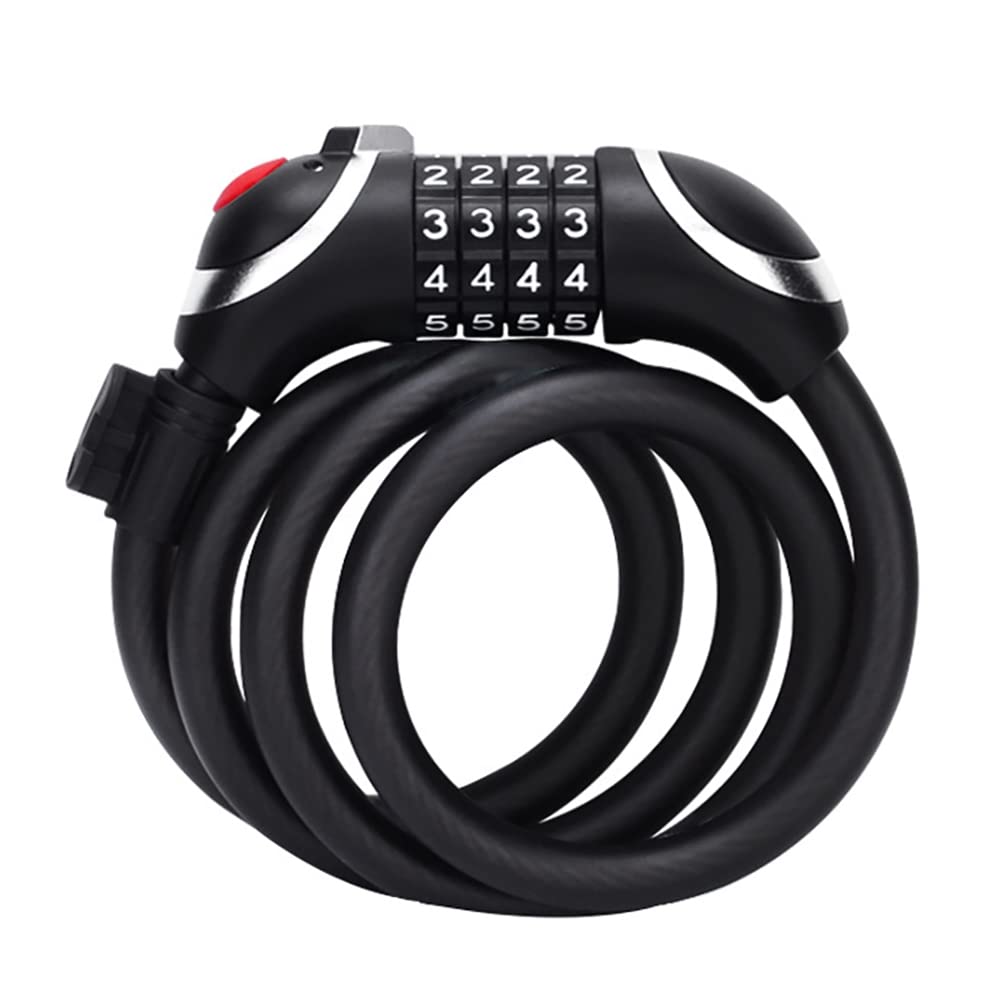 Pockety Bike Lock Cable 1.2M High Security 4 Digit Resettable Combination Coiling Bike Cable Lock Anti Theft Bicycle Cable Locks