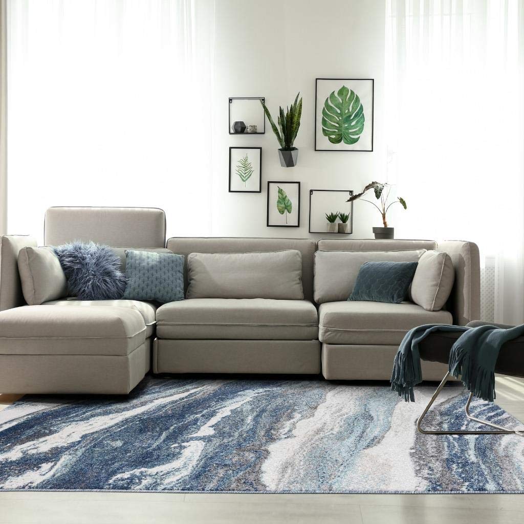 LUXE WEAVERS Lagos Collection 7983 Blue 6x9 Art Deco Area Rug