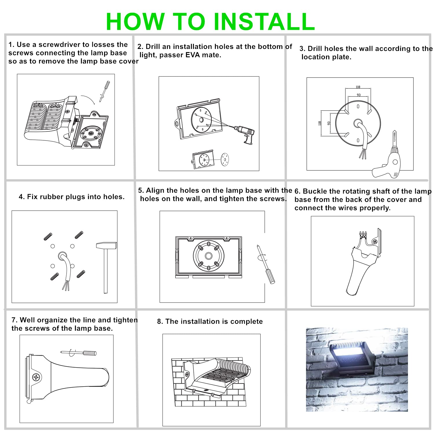 Rotatable LED Wall Pack Light with Dusk to Dawn Photocell, 150W 19500LM 800-1000W HPS/HID Equiv., 5000K Daylight ETL Commercial Outdoor Security Lighting for warehouse, Entrance, Parking, Garage