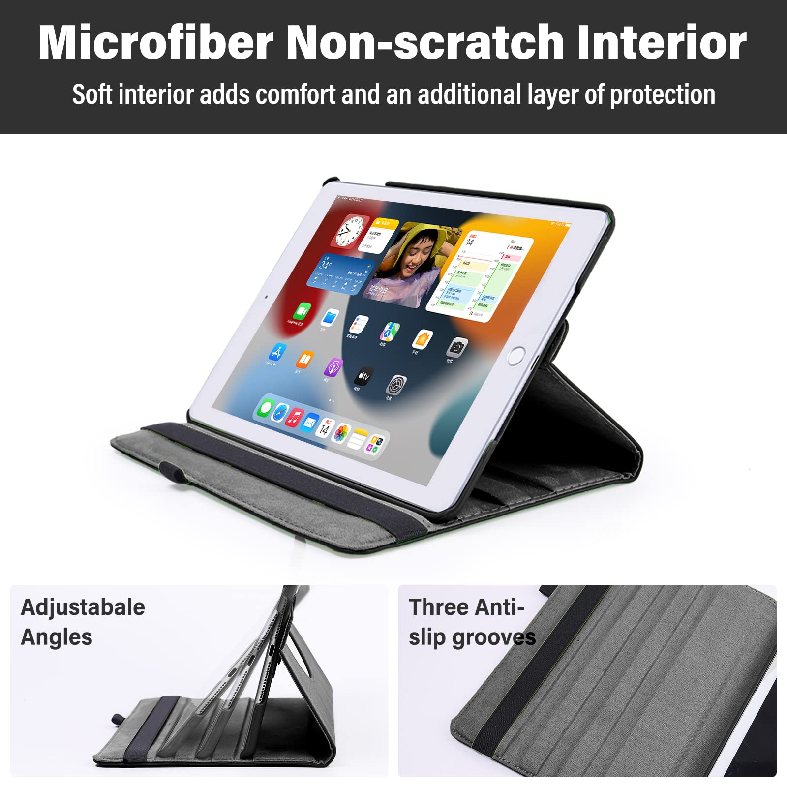 Rotating Case for iPad 9th Generation (2021) iPad 8th Generation (2020) iPad 7th Gen (2019) - 360 Degree Rotating Protective iPad Covers 10.2 Inch with Auto Sleep/Wake Function(Black)