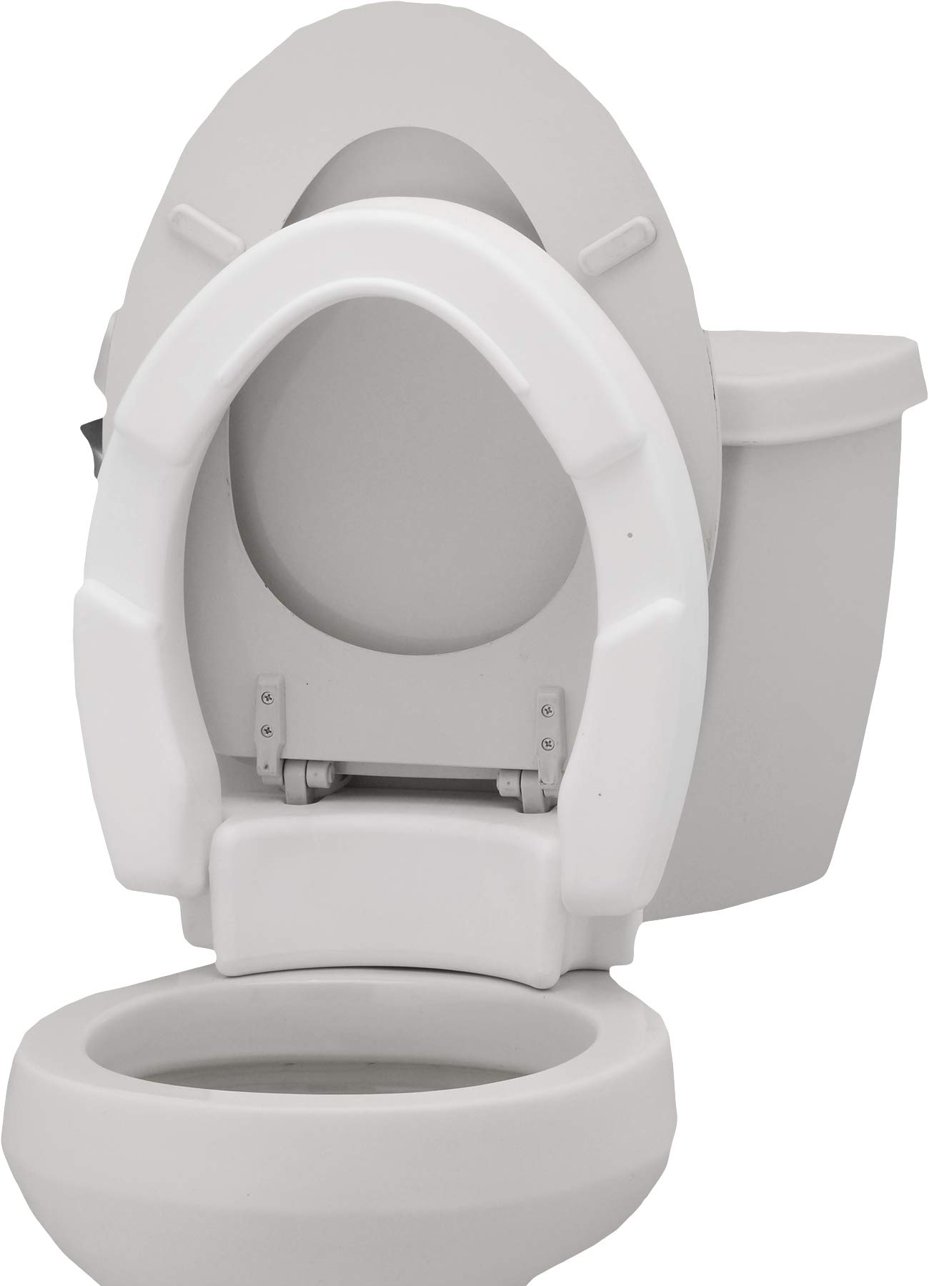 NOVA Medical Products Hinged Toilet Seat Riser Lift Up and Down Raised Toilet Seat For Under Seat For Elongated Seat Color, White, (Pack of ), 1 Count
