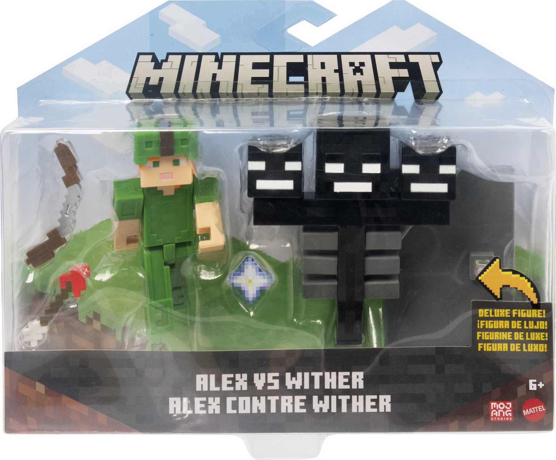 Mattel Minecraft Craft-a-Block 2-Pk, Action Figures & Toys to Create, Explore and Survive, Authentic Pixelated Designs, Collectible Gifts for Kids Age 6 Years and Older