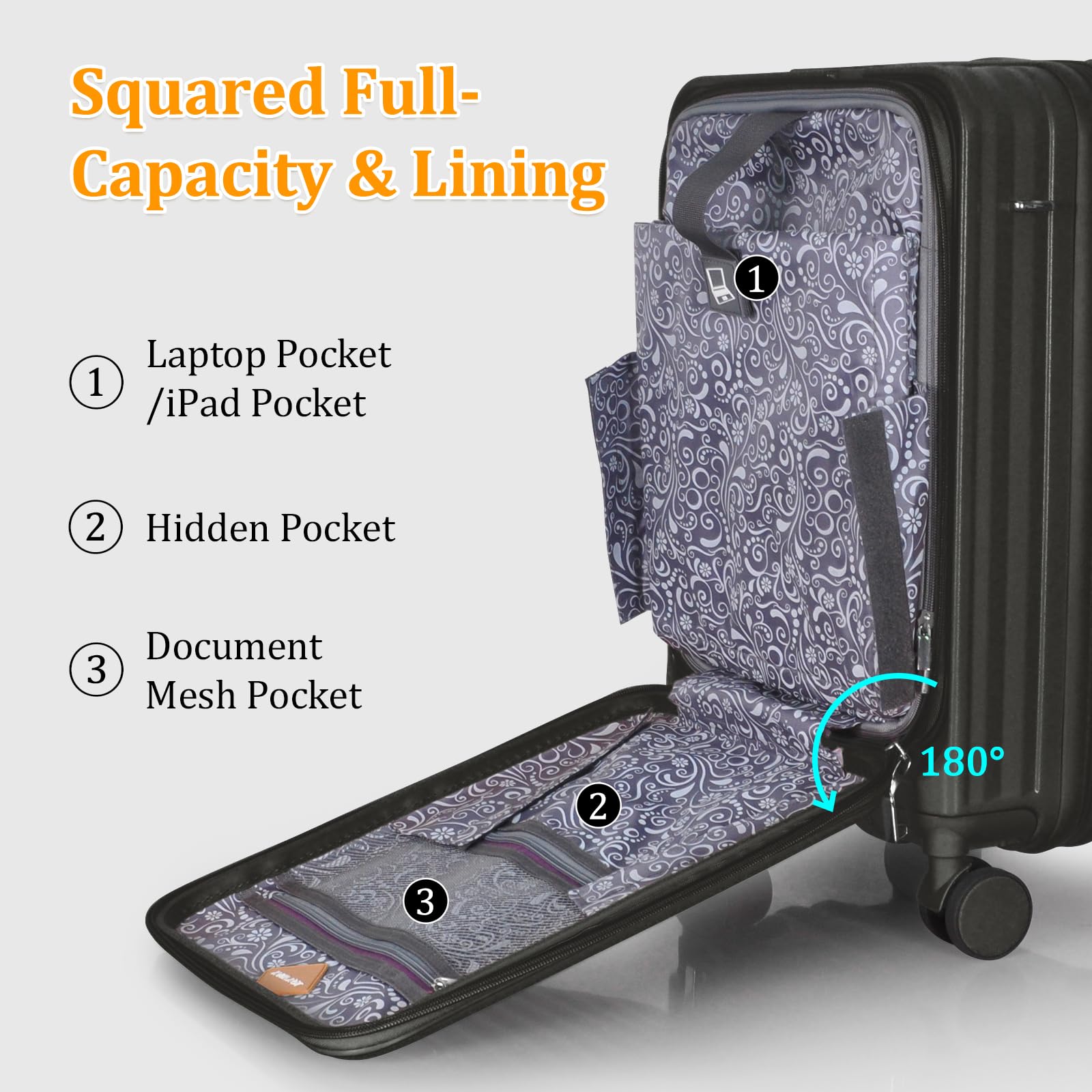 Joyway Luggage Suitcase with Spinner Wheels, Hardside Checked Luggage with TSA Lock, 24 Inch Medium Travel Suitcase (GREY,4PCS)