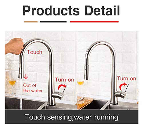 KDR Touchless Kitchen Faucet,Touch-on Activation Kitchen Sink Faucets with Pull Down Sprayer, Brushed Nickel Smart Bar Sink Faucets M505