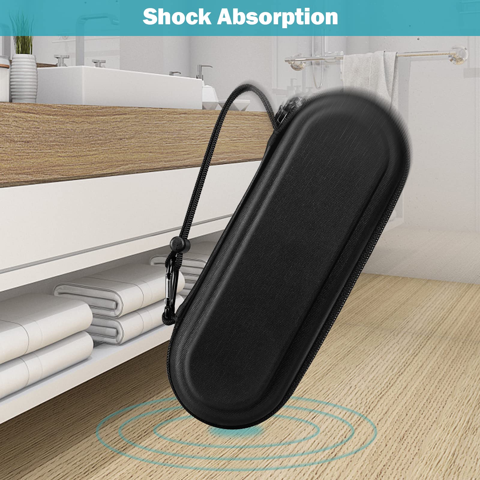 SITHON Hard Shell Travel Case for Oral-B/Oral-B Pro Smartseries/Philips Sonicare Protective Clean Electric Toothbrush, Protective Shockproof Storage Carrying Case with Carabiner and Handle, Black