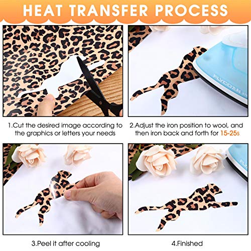 Leopard Cheetah Heat Vinyl Transfer Leopard HTV Vinyl 12 x 10 Inch Leopard Iron on Vinyl for DIY Clothing T-Shirts Hats(8 Sheets))