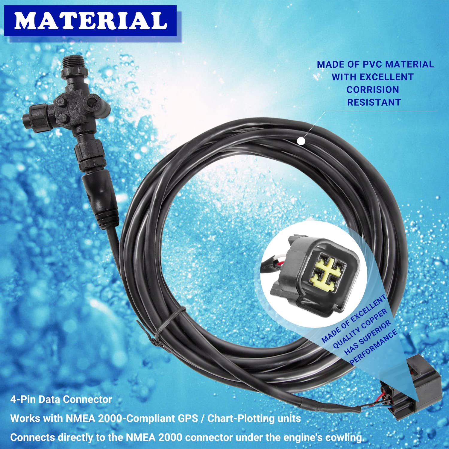 Replace for Yamaha Engine Interface Cable 000-0120-37, 3004.6865 NMEA 2000 Cable Connector and T Connector for Yamaha Outboard 2006-2023(4.5m/15ft)