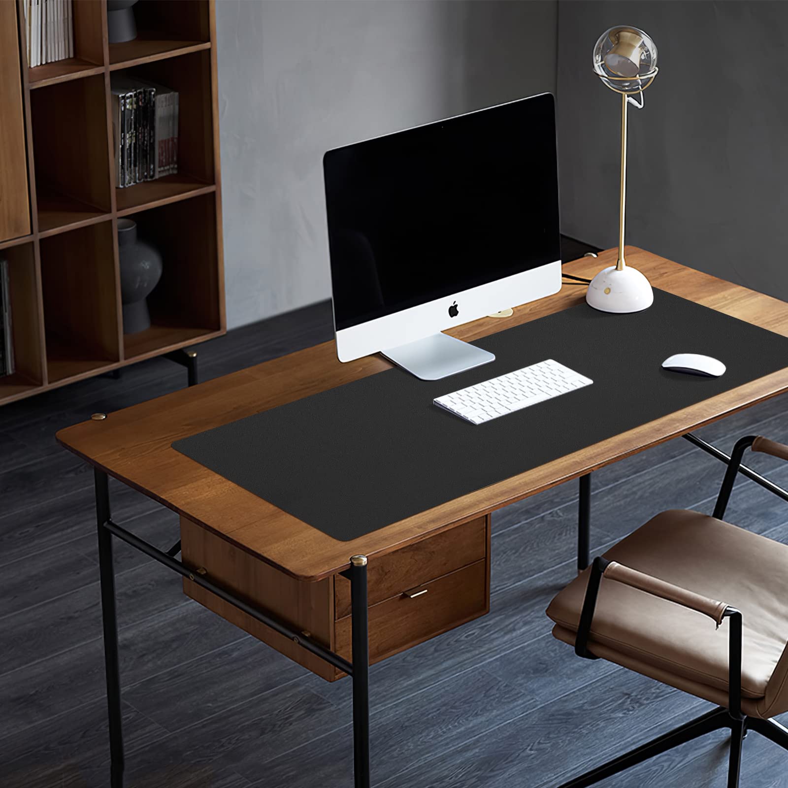 Large Leather Desk Pad -47.2'x17' Dual Sided Office Desk Mat Extra Big Mouse Keyboard Pad Waterproof Mousepad Desk Cover Writing Pad for Office and Home(Black+Dark Red)